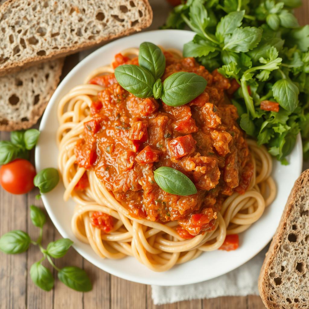 Sunn pasta, tomatsaus, fullkornspasta, vegetarisk pasta, lett middag ...