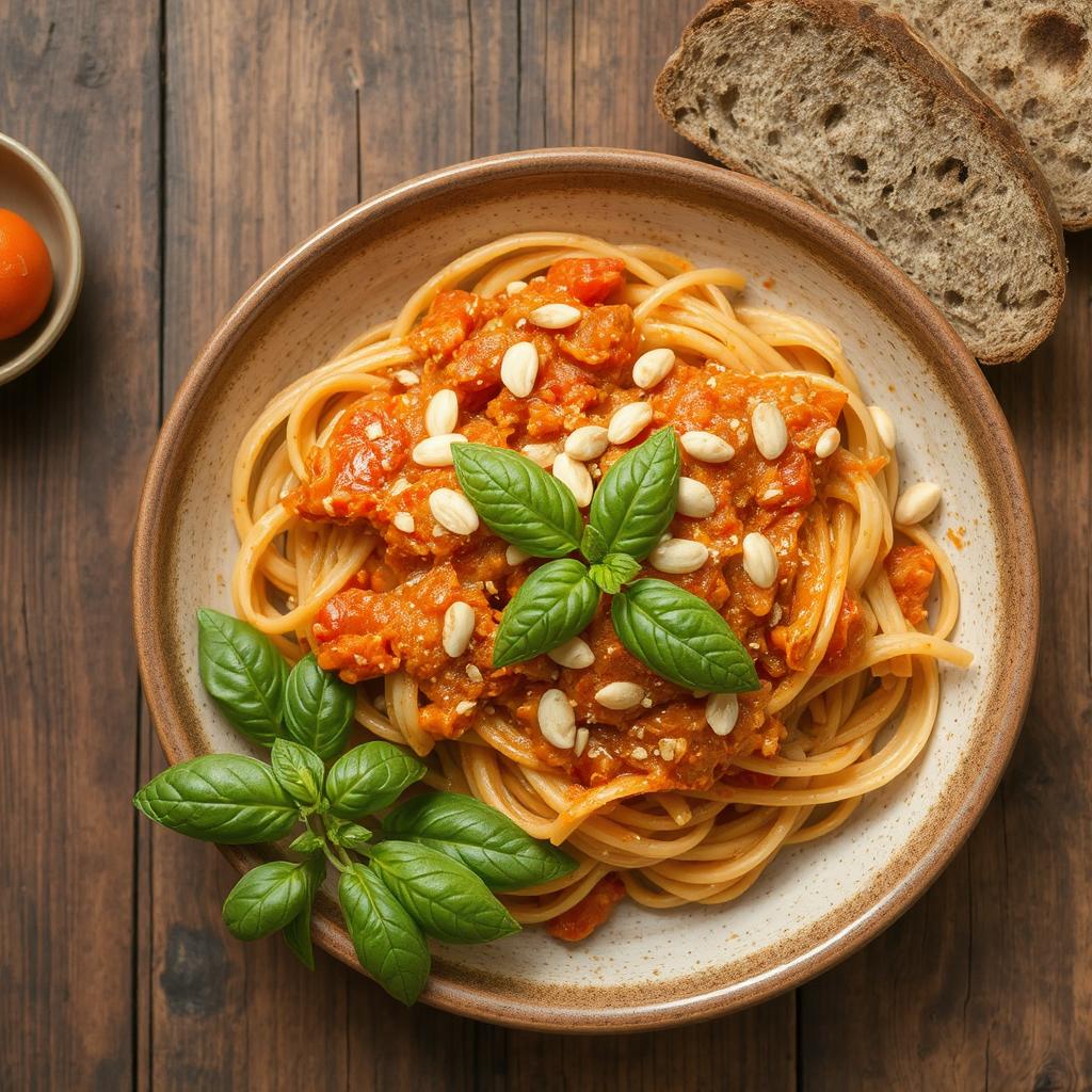Klassisk italiensk tomatpasta med urter og hvitløk – en fyldig og ...