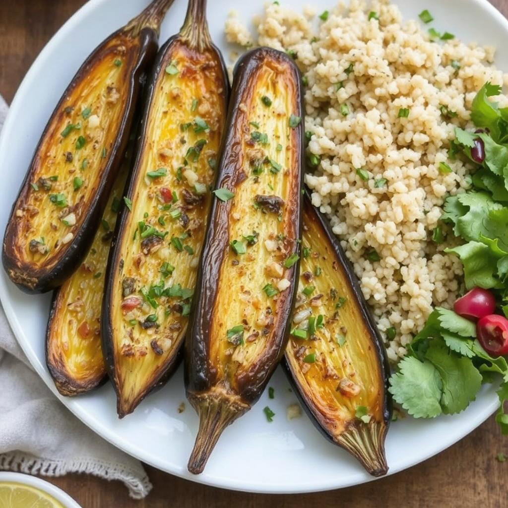 Enkel og sunn bakt aubergine med sitron- og urtemarinade – smakfull og ...
